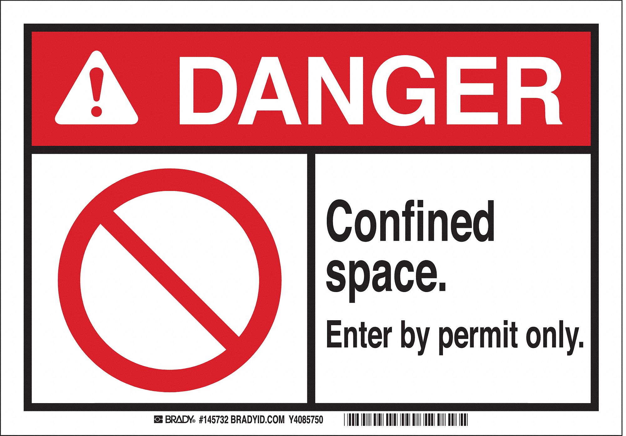 Danger Sign, Confined Space. Enter By Permit Only., Header Danger ...