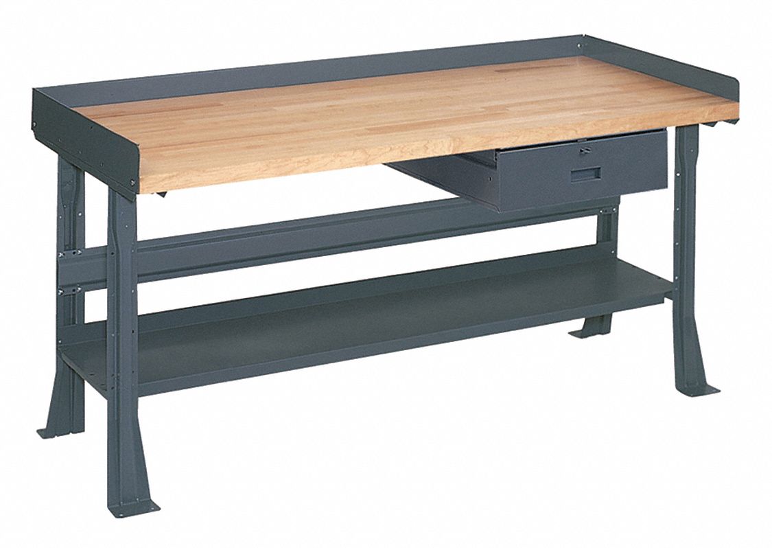 Workbench, Butcher Block, 30 in Depth, 33 3/4 in Height, 72 in Width ...
