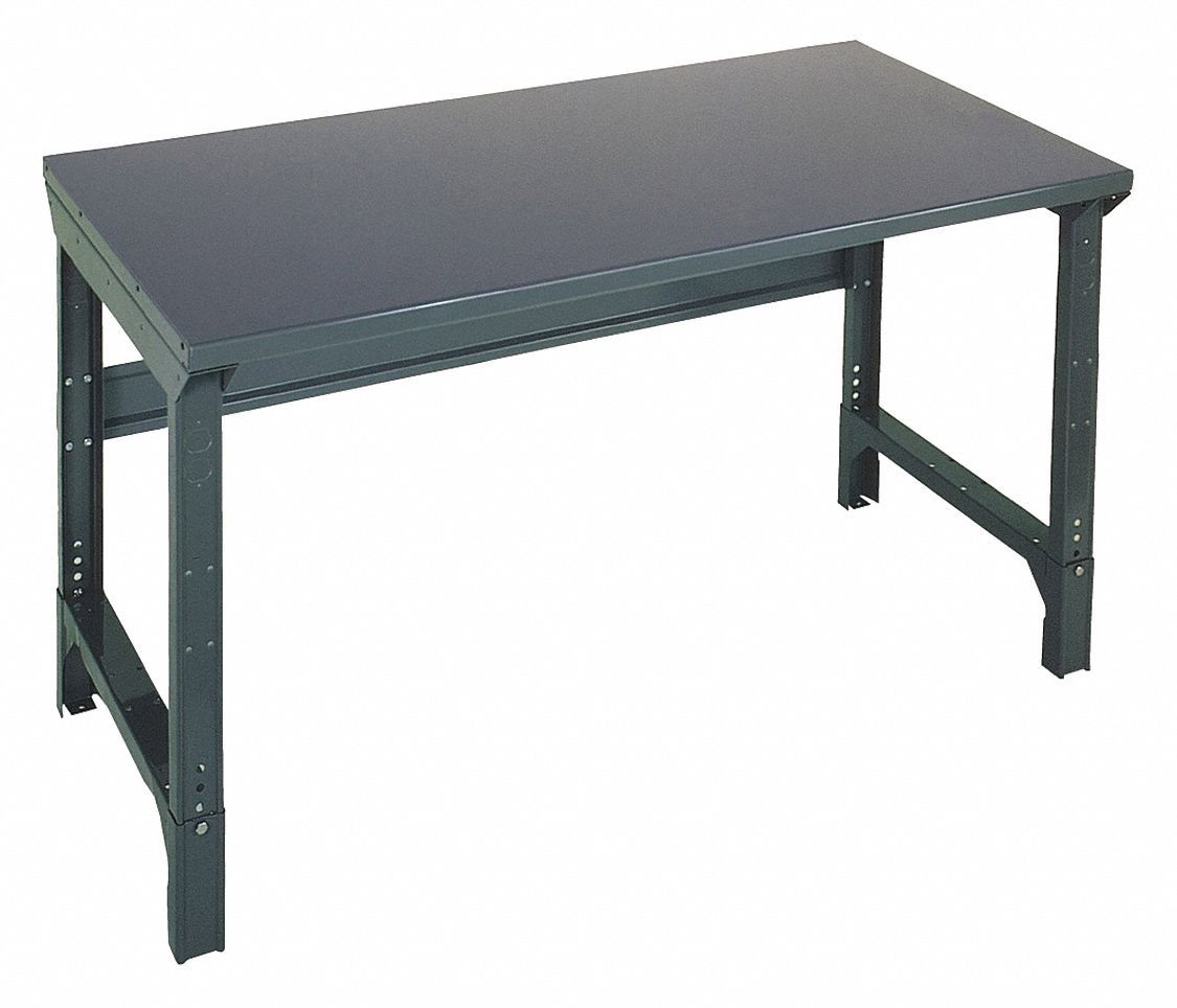 Bolted Workbench, Steel, 30 in Depth, 30 3/4 in to 34 3/4 in Height, 60 ...
