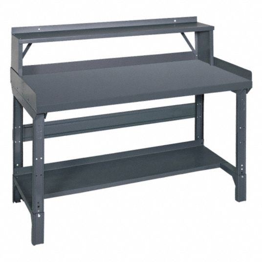 Bolted Workbench with Riser, Steel, 30 in Depth, 30 3/4 in to 34 3/4 in ...