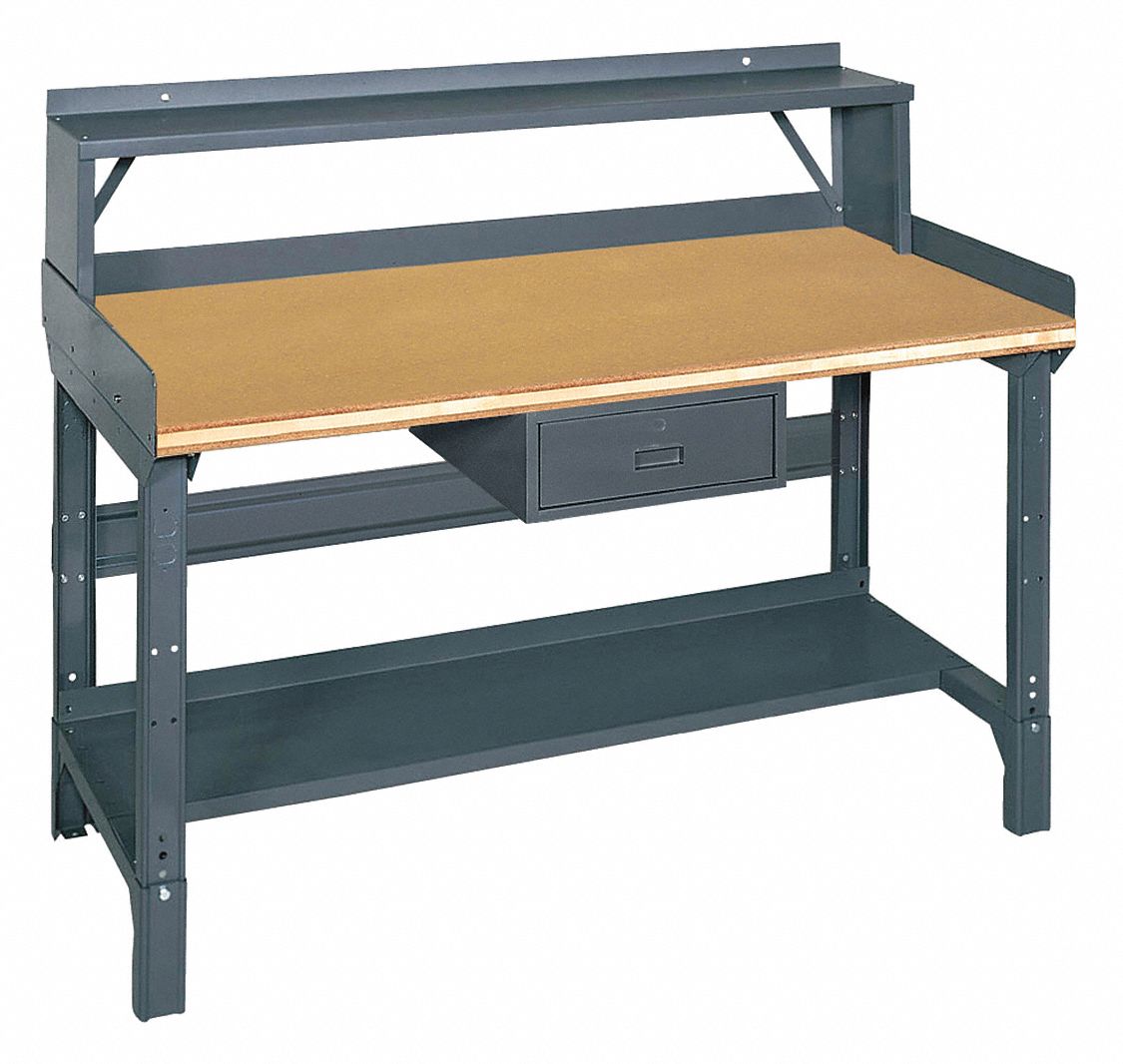 Bolted Workbench with Riser, Shop Top, 30 in Depth, 30 1/2 in to 34 1/2 ...