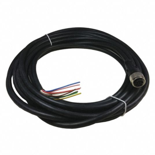 M12 Male Straight X Bare Wire, 8 Pins, Flying Lead Connector - 45GU95|C ...