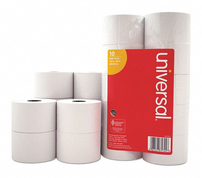 UNIVERSAL ONE, 1 3/4 in Wd, 138 ft Lg, Paper Roll - 45GY97|UNV35744 ...