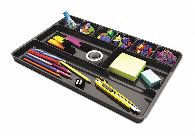 UNIVERSAL, 9 Compartments, Black, Drawer Organizer - 45HA93|UNV08120 ...