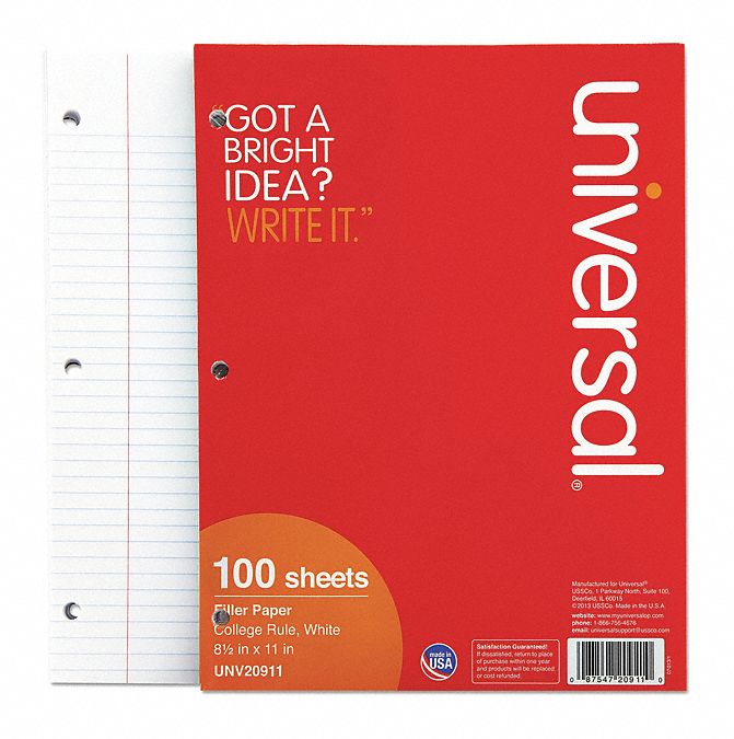 UNIVERSAL ONE 15 Lb Paper Wt 0 Recycled Content Looseleaf Paper 