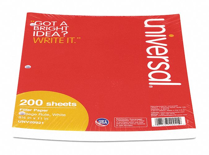 UNIVERSAL ONE 15 Lb Paper Wt 0 Recycled Content Looseleaf Paper 