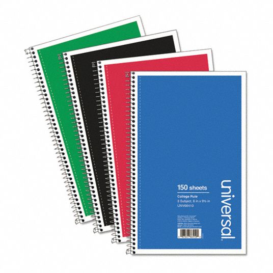 UNIVERSAL ONE, 6 in x 9-1/2 in Sheet Size, College, Notebook - 45HD62 ...