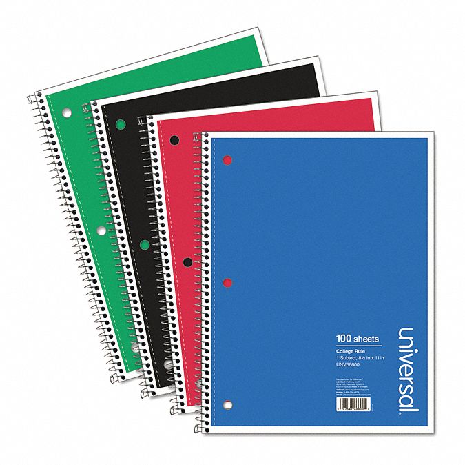 UNIVERSAL ONE Notebook: 8-1/2 in x 11 in Sheet Size, College, White ...
