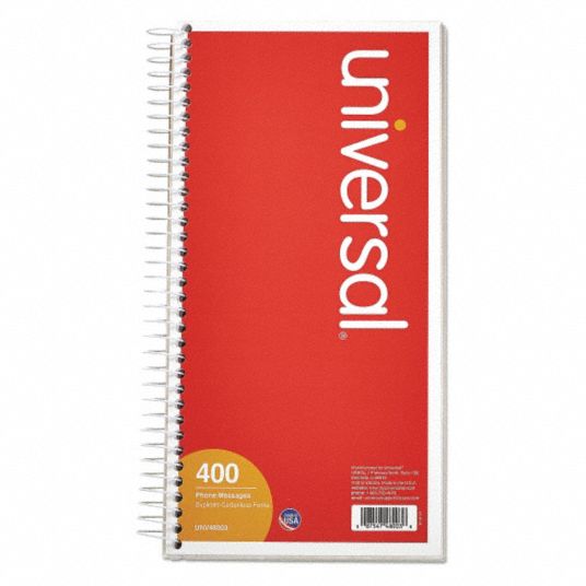 UNIVERSAL ONE, 2 3/4 in Lg, 5 in Wd, Phone Message Book - 45HD86 ...