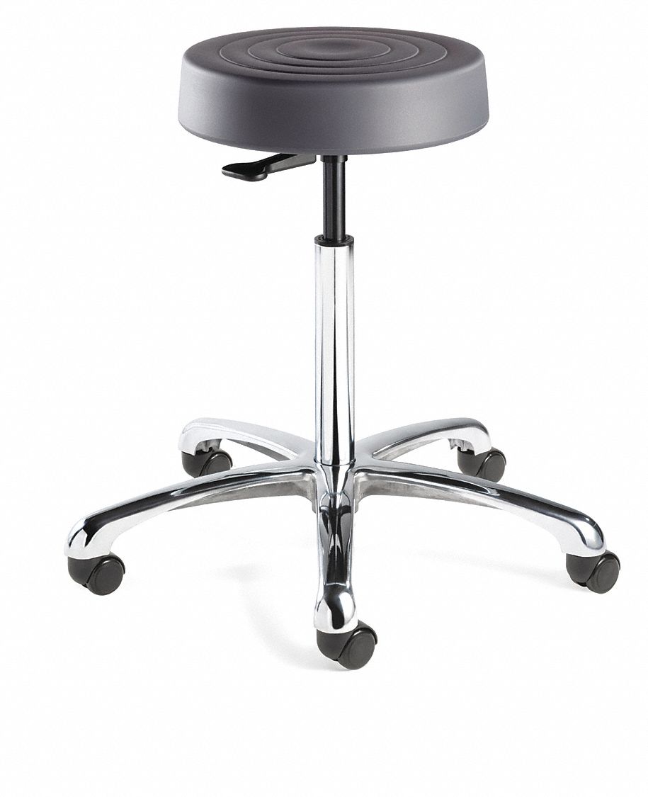 BEVCO Round Pneumatic Stool: 22 in Overall Ht, Pneumatic Lever, 16 in ...