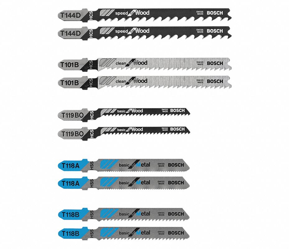 BOSCH Juego Hoja Segueta, Uso General,10PZ - 45HR52 | T5002 - Grainger ...