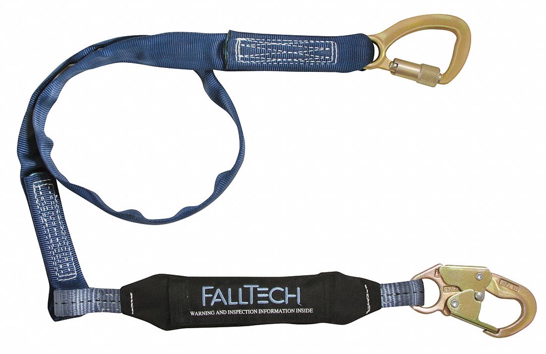 FALLTECH, Shock Pack, Steel Carabiner, Shock-Absorbing Lanyard - 45J071 ...