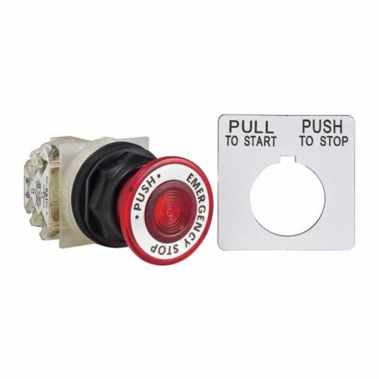 SCHNEIDER ELECTRIC, 30 mm, Non-Metallic, Mushroom Head Push Button ...