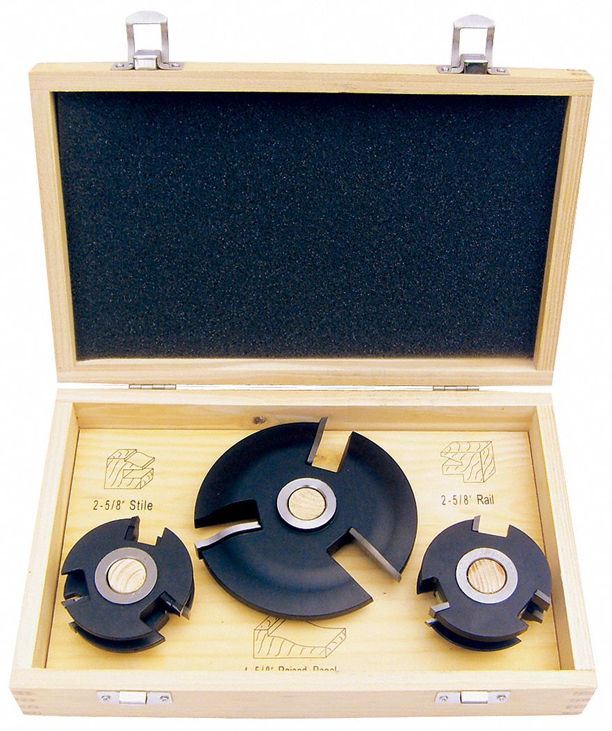 WESTWARD Router Bit Set: Fractional Inch, 3 Pieces, Rail/Raised Panel ...