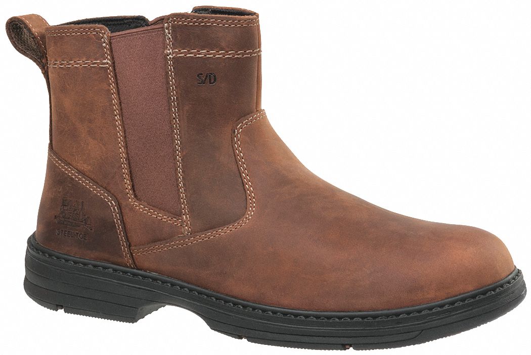 Pull On, 14, M, Men's, Dark Brown, Steel Toe Type, 1 PR - Grainger