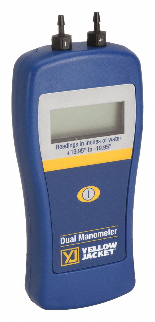 YELLOW JACKET, -19.5 in wc to 19.5 in wc, LCD, Digital Manometer ...