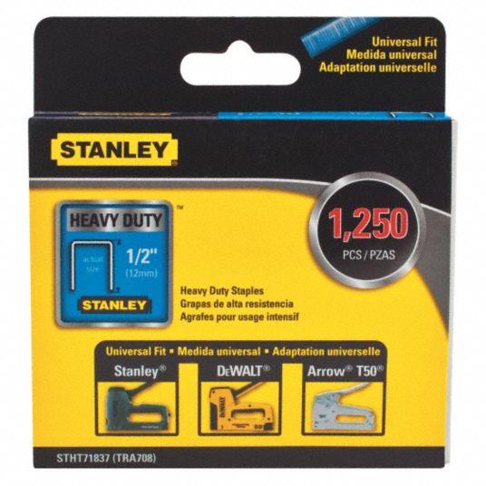 STANLEY, Heavy Duty Staple, 27/64 in Crown Wd, Staples,24 ga,PK1250 ...