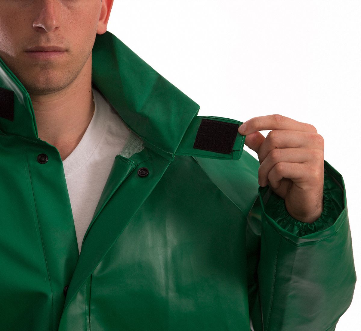 TINGLEY Flame Resistant Rain Jacket: Rain Jacket, L, Green, Snaps with ...