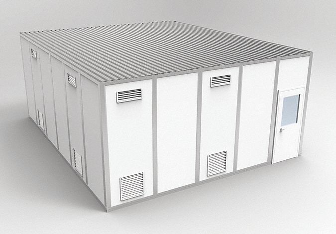 PORTA-FAB, 24 ft x 20 ft x 10 ft, 480 sq ft Int Area, Modular Cleanroom ...