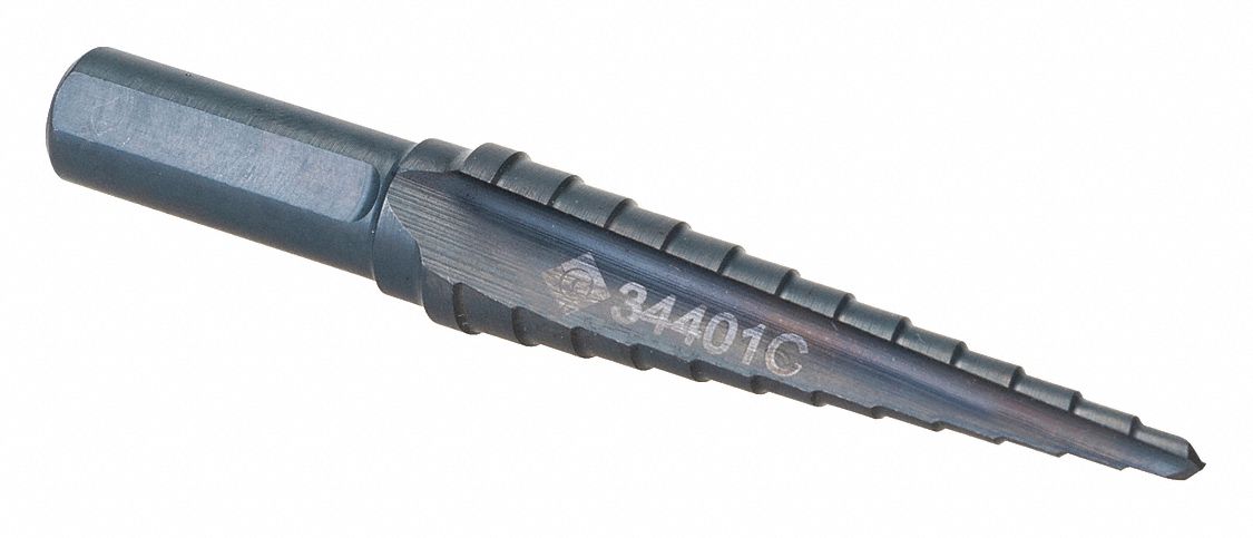 Step Drill Bit, 1/8 in to 1/2 in Size Range - Grainger