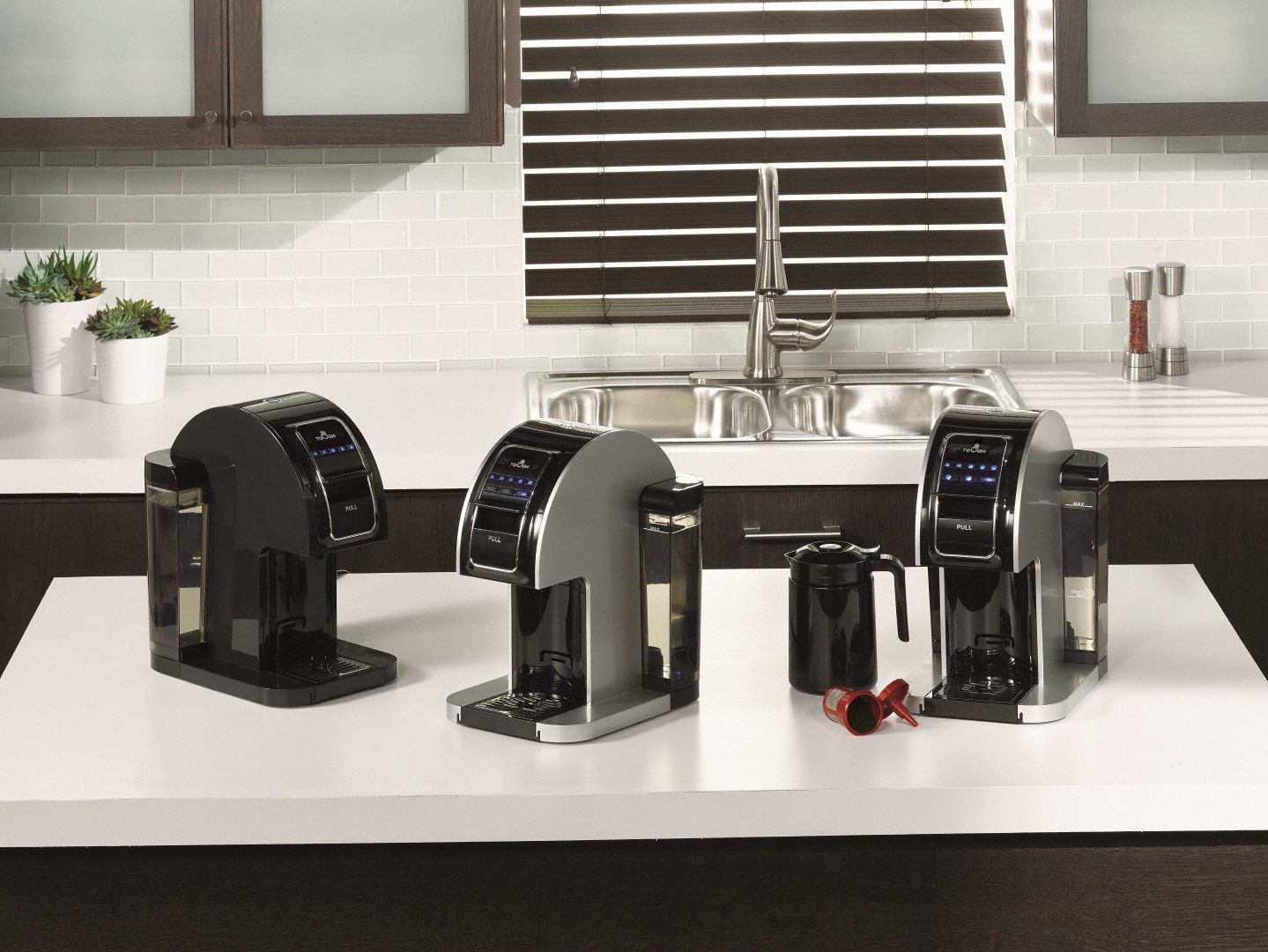 TOUCH Coffee Maker: 18 fl oz Max Brewing Capacity, Silver, 14 in x 8 3/ ...