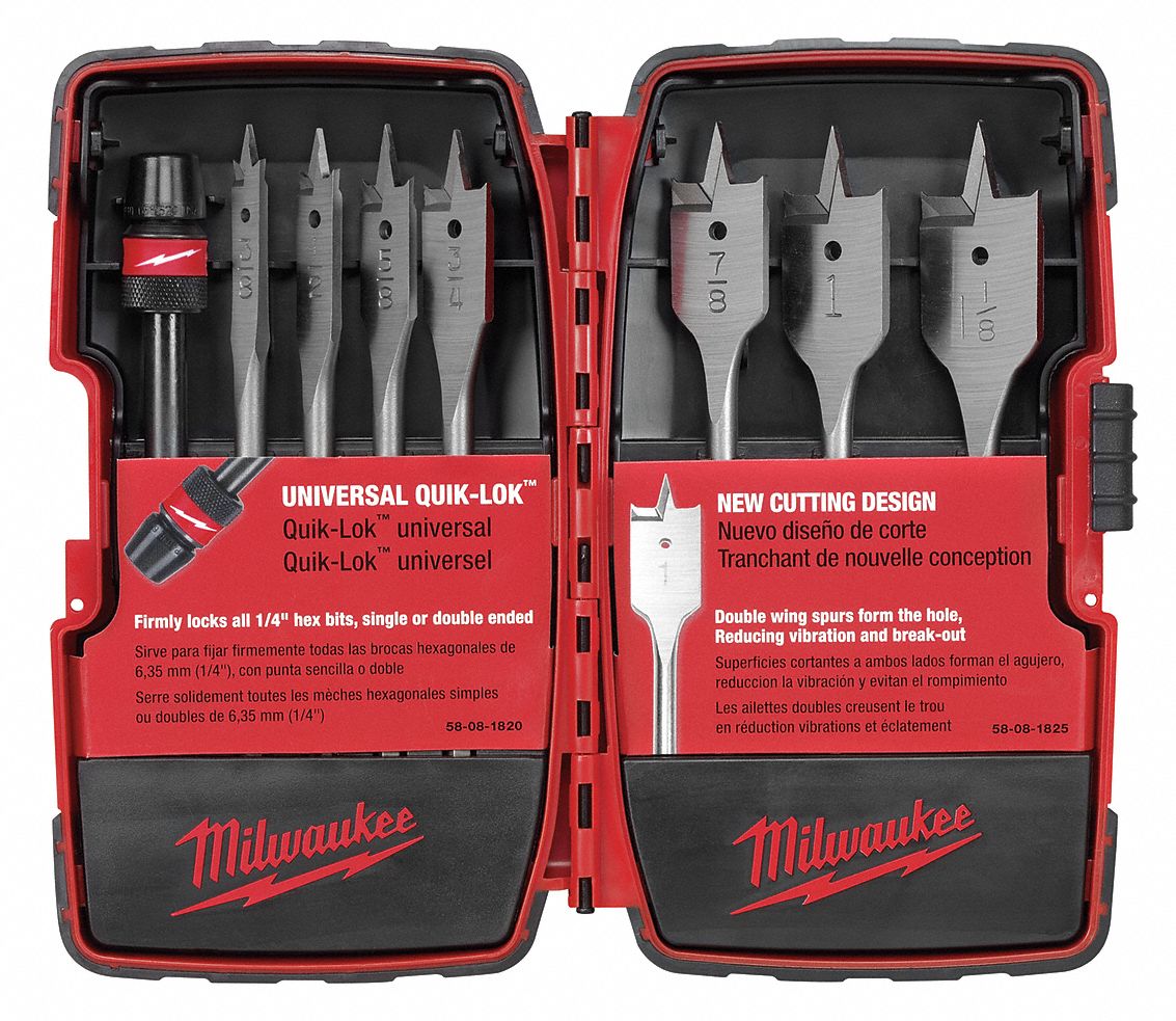 MILWAUKEE 8-PC. Wood Boring Wood Drilling Bit Set X 6 1/16 in - 45L172 ...