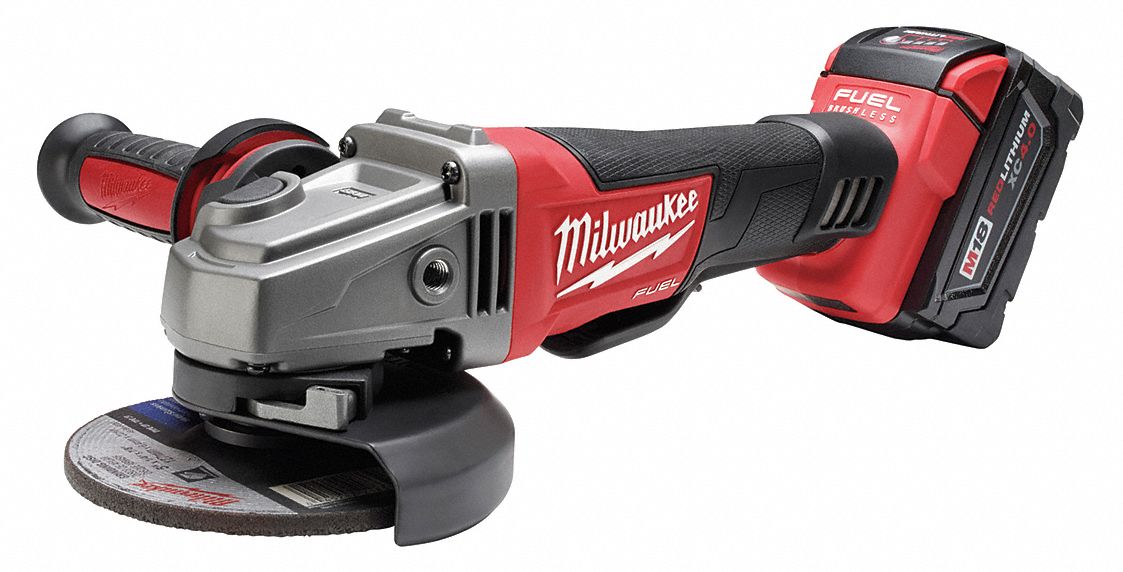 MILWAUKEE Cordless, Angle Grinder Kit, 5 in Wheel Diameter, 18V DC ...