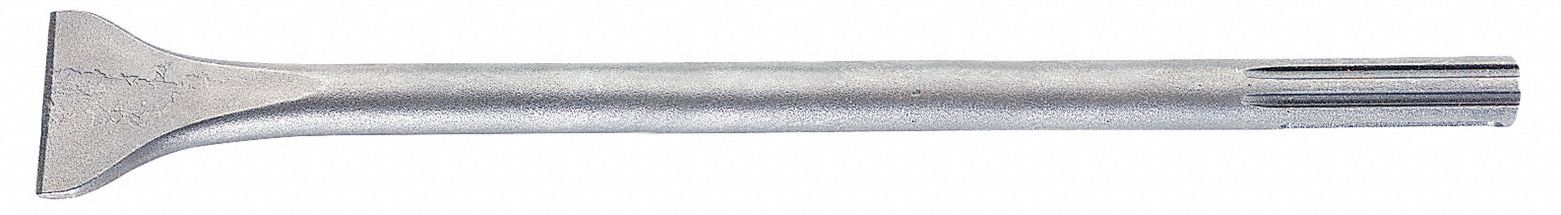 MILWAUKEE Chisel Bit: 2 in Head Wd, 12 in Overall Lg, 45/64 in Shank ...