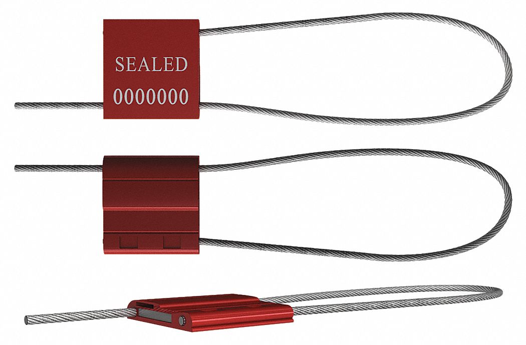 Steel, 12 in Cable Lg, Cable Seals - 45LH51|F150M-2 RED50 - Grainger