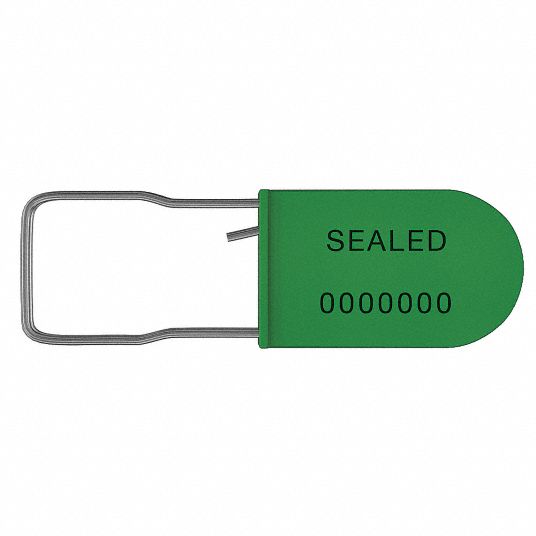 Plastic, 1 3/16 in L x 7/8 in W, Padlock Seals - 45LH79|UPAD-S GREEN ...