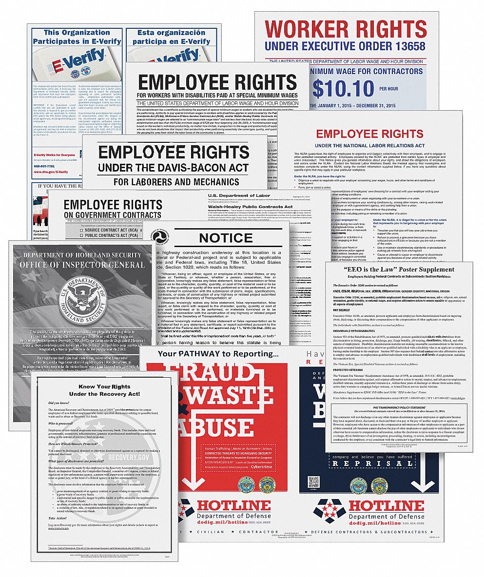 Labor Law Poster Kit Federal Labor Law, English - Grainger