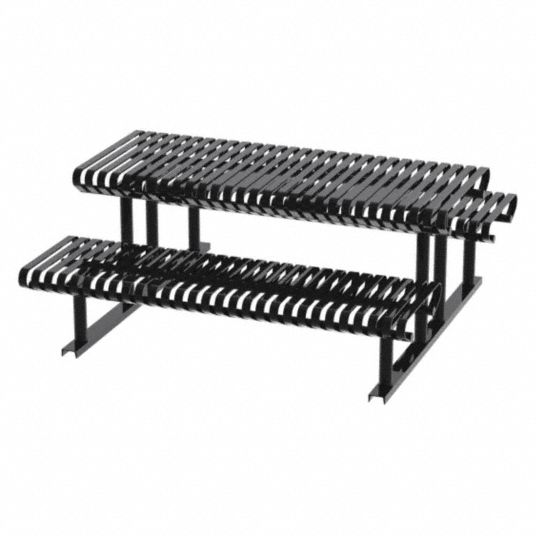 THOMAS STEELE, Steel, Powder Coated, Picnic Table - 45MK21|CRTP-6S-FS-B ...