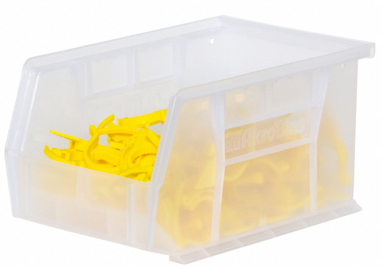 AKRO-MILS Hang and Stack Bin: 6 in x 9 1/4 in x 5 in, Clear, Label ...