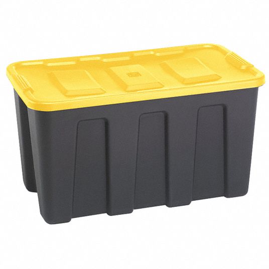 Storage Tote, Color Black/Yellow, Outside Height 16 3/4 in, Outside ...