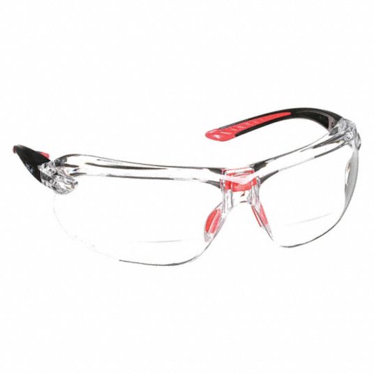 BOLLE SAFETY, Clear Lens Color, Wraparound Frame, Reader Safety Glasses ...
