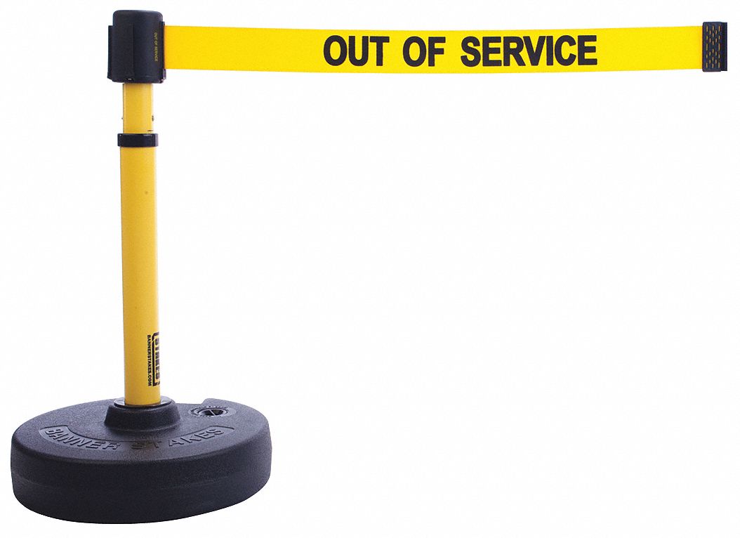 BANNER STAKES, Yellow, 15 ft Belt Lg, Barrier Post with Belt - 45NC20 ...