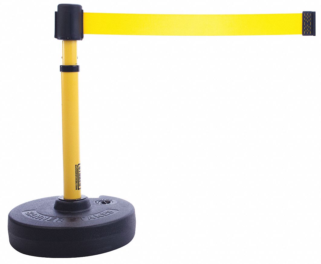 BANNER STAKES, Yellow, 15 ft Belt Lg, Barrier Post with Belt - 45NC23 ...