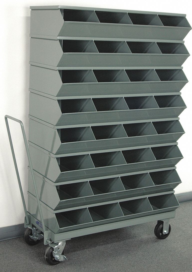 STACKBIN, 37 in x 5 3/8 in x 60 1/2 in, Caster, Sectional Stacking Bin ...