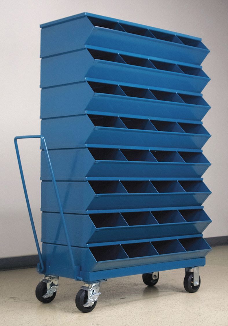 STACKBIN, 37 in x 5 3/8 in x 60 1/2 in, Caster, Sectional Stacking Bin ...