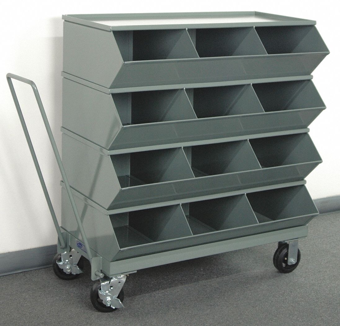 STACKBIN, 37 in x 5 3/8 in x 40 7/8 in, Caster, Sectional Stacking Bin ...