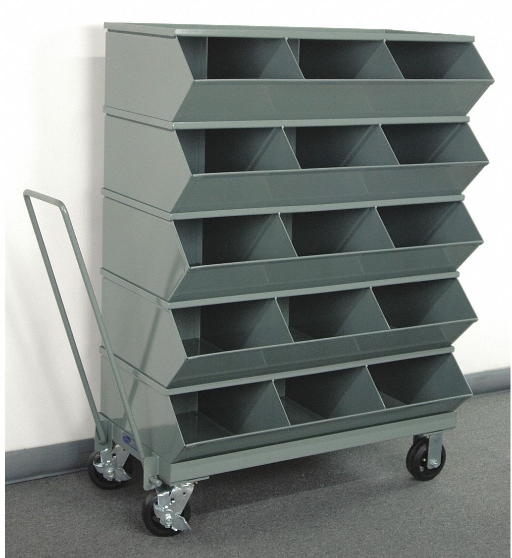 STACKBIN, 37 in x 20 1/2 in x 49 3/4 in, Caster, Sectional Stacking Bin ...