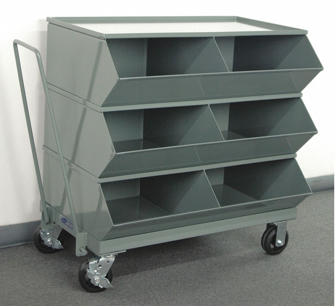 STACKBIN, 37 in x 5 3/8 in x 37 7/8 in, Caster, Sectional Stacking Bin ...