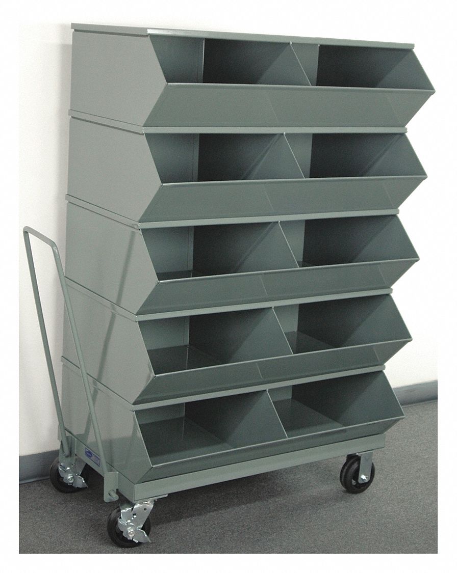STACKBIN, 37 in x 5 3/8 in x 58 5/8 in, Caster, Sectional Stacking Bin ...