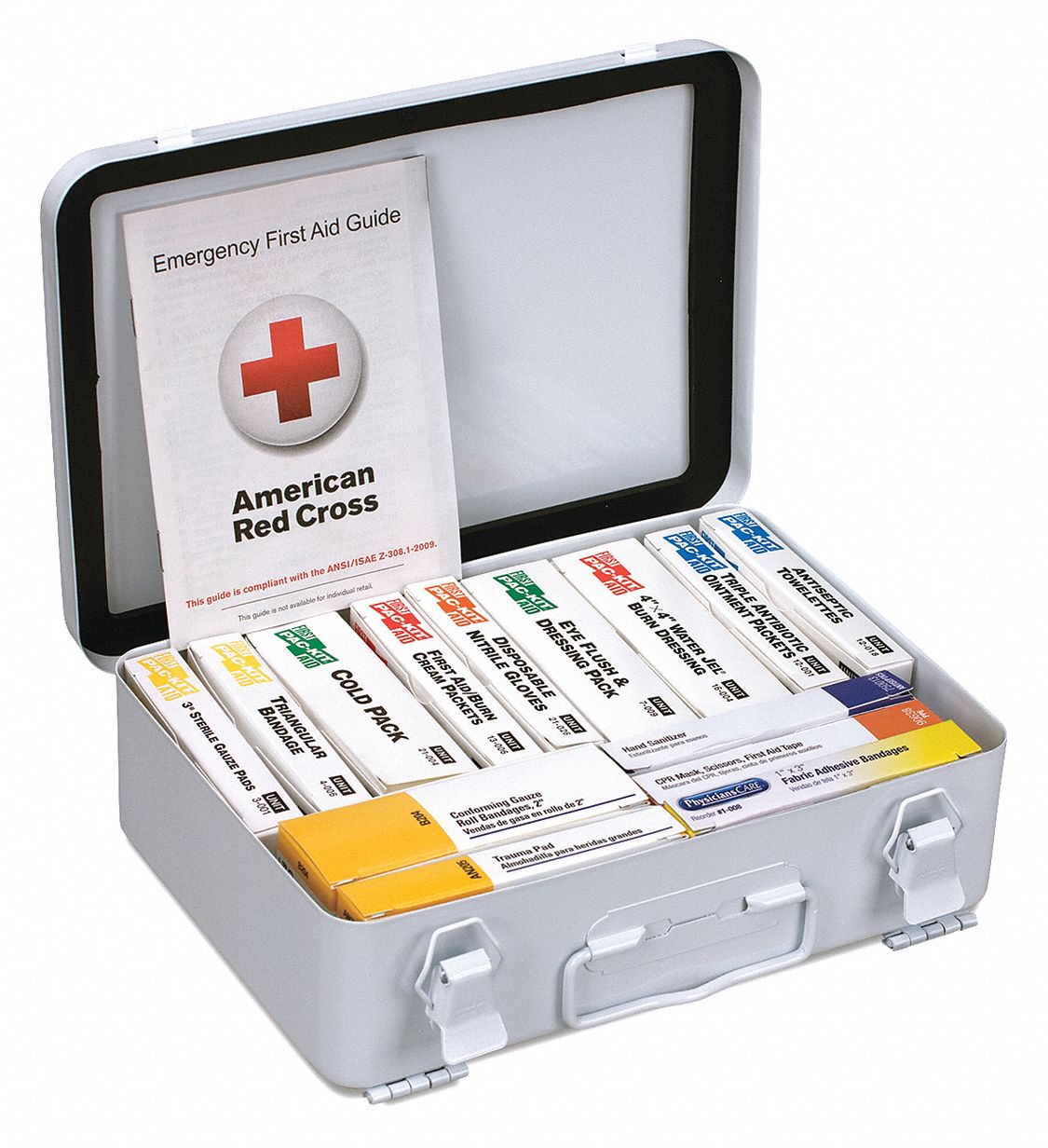 First Aid Kit, Kit, Metal, General Purpose, 25 People Served per Kit ...