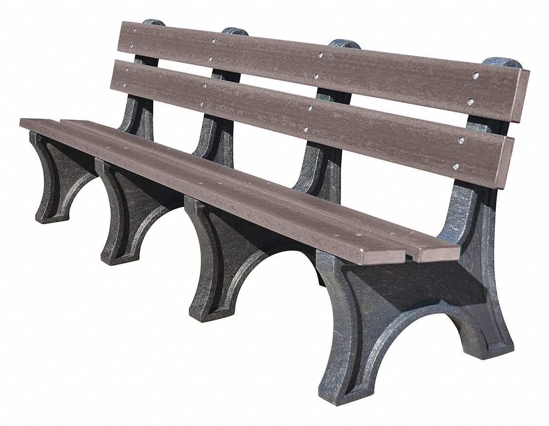 ULTRASITE Recycled Plastic Outdoor Bench, Gray, 96 in Length - 45NR01 ...