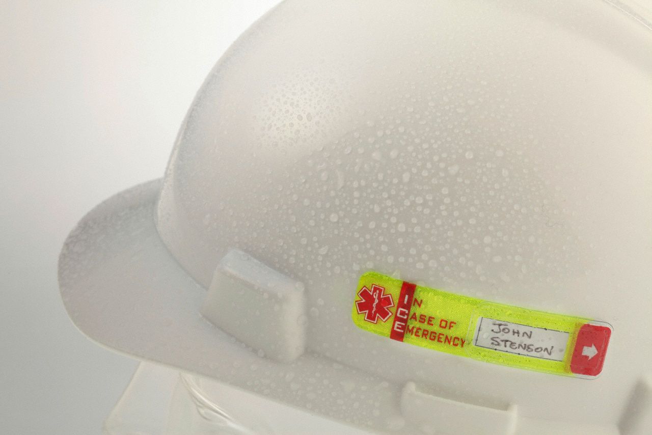 VITAL ID Hard Hat ID with Data Window: 3/4 in Ht, 3 1/4 in Wd, Hard Hat ...