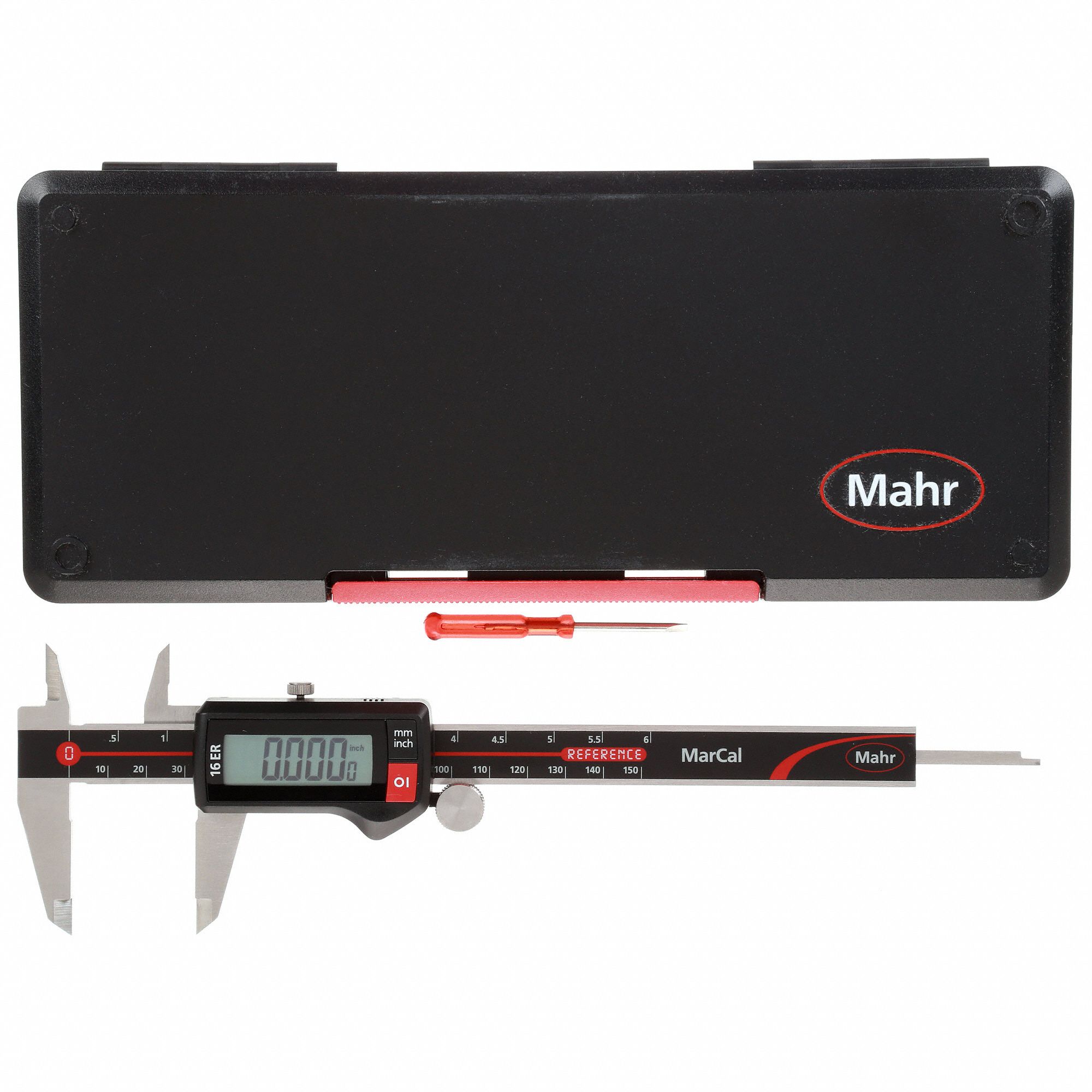 MAHR 4-Way Digital Caliper: 0 in to 6 in/0 to 150 mm Range, ±0.001 in/± ...