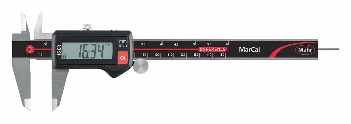 MAHR, 0 in to 6 in /0 mm to 150 mm, Inch/Metric, 4-Way Digital Caliper ...