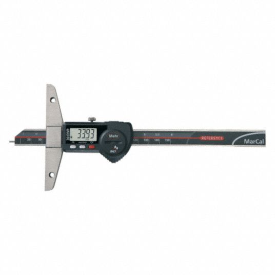 MAHR, 0 in to 6 in /0 mm to 150 mm, IP67, Blade-Style Digital Depth ...