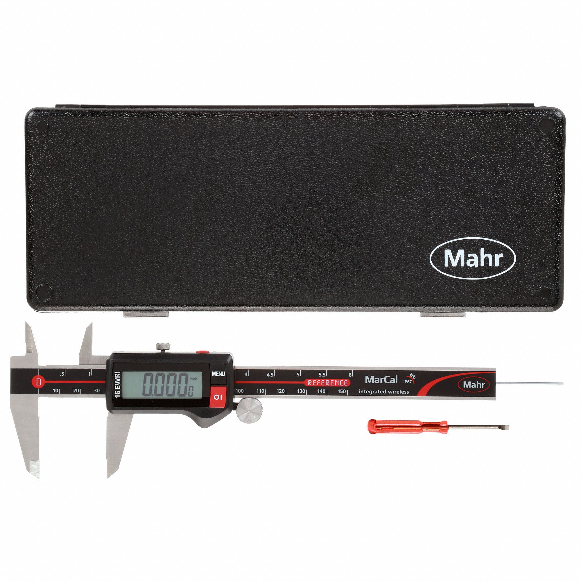 MAHR 4-Way Digital Caliper: 0 in to 6 in/0 to 150 mm Range, IP67, ±0. ...